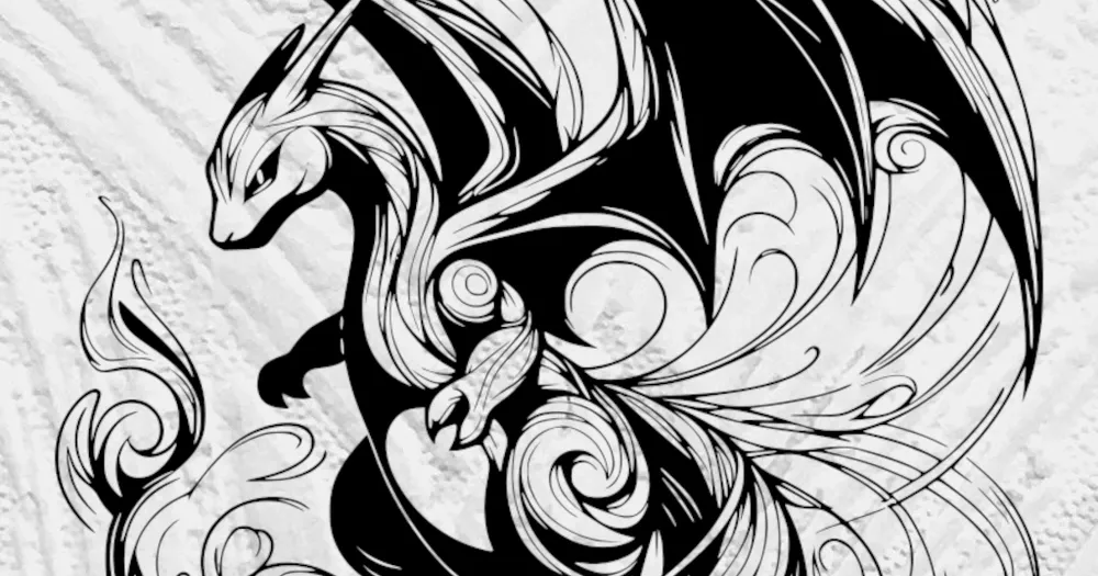 Flowing Line Art charizard by The line art guy | Download free STL ...
