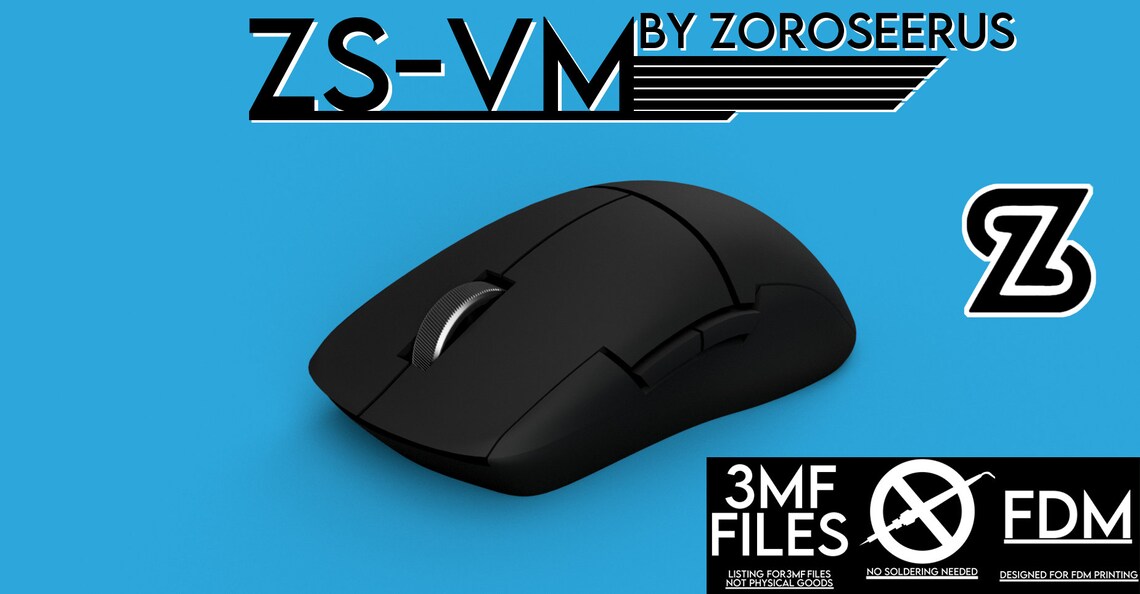 ZS-VM, Razer Viper Mini Inspired 3D Printed Symmetric Wireless Mouse ...