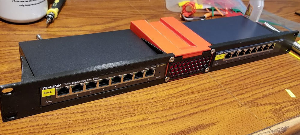 Modular 1U Relay Rack Mount for TP-Link TL-SG108 or Netgear GS308 8 ...