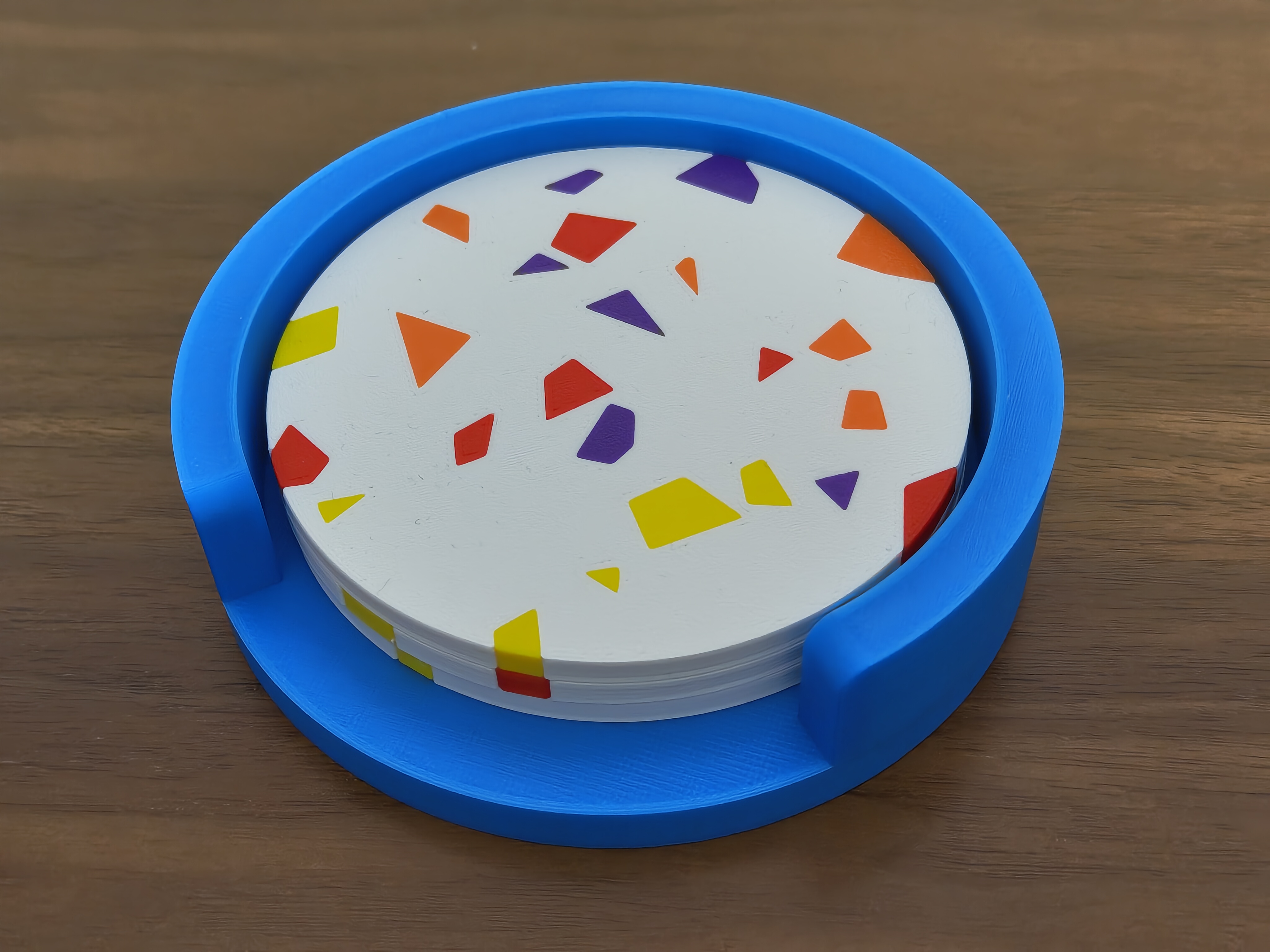 Multi-material terrazzo coaster with storage tray - multicolor print by ...