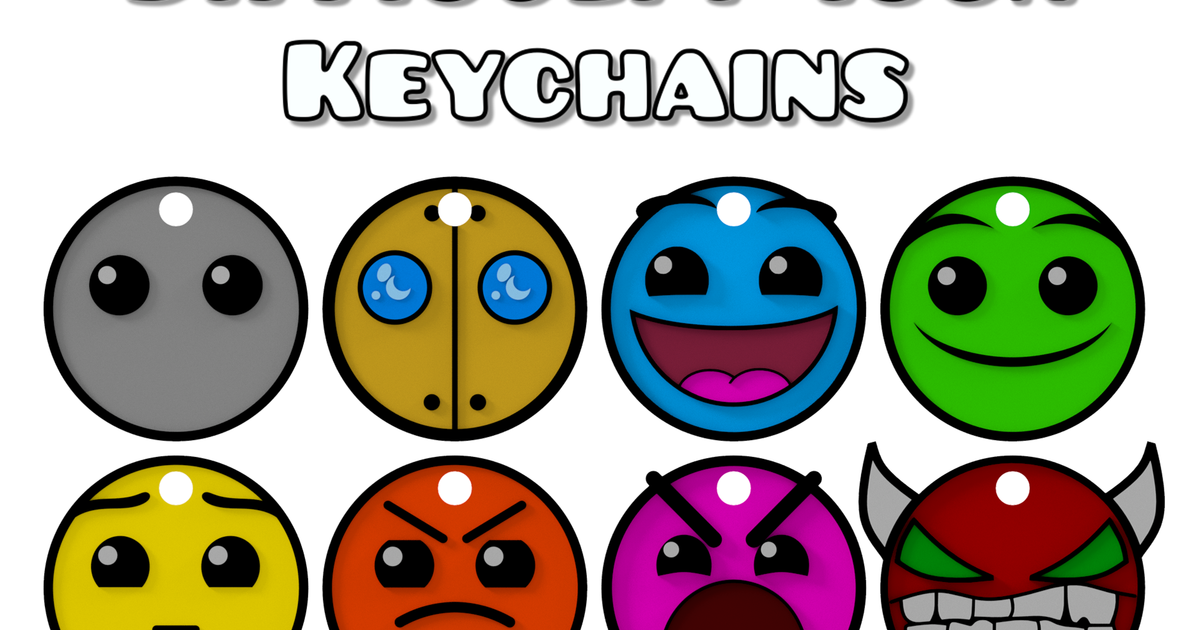 Geometry Dash Keychains by Maksim Goloburda | Download free STL model ...