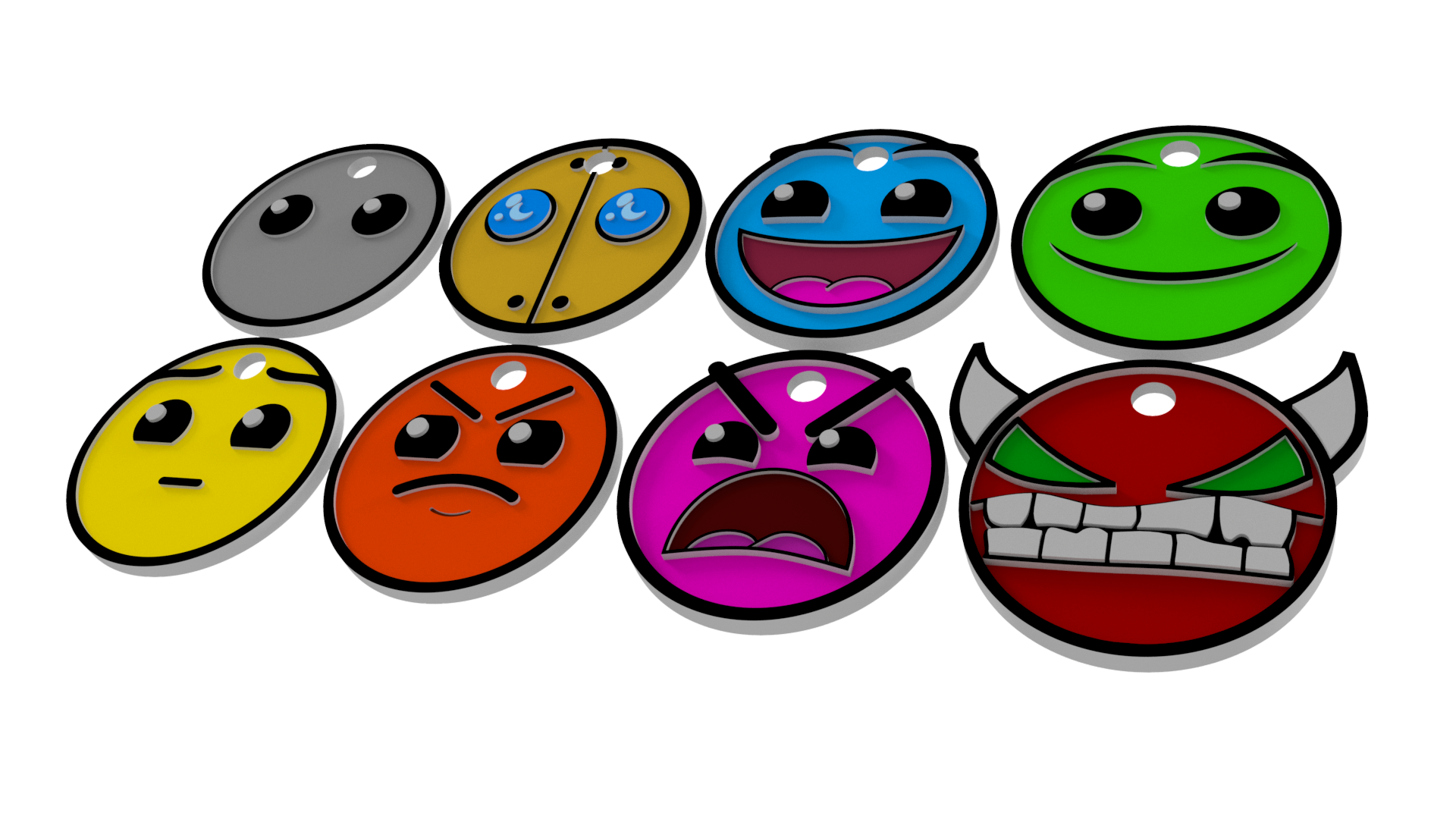 Geometry Dash Keychains by Maksim Goloburda | Download free STL model ...