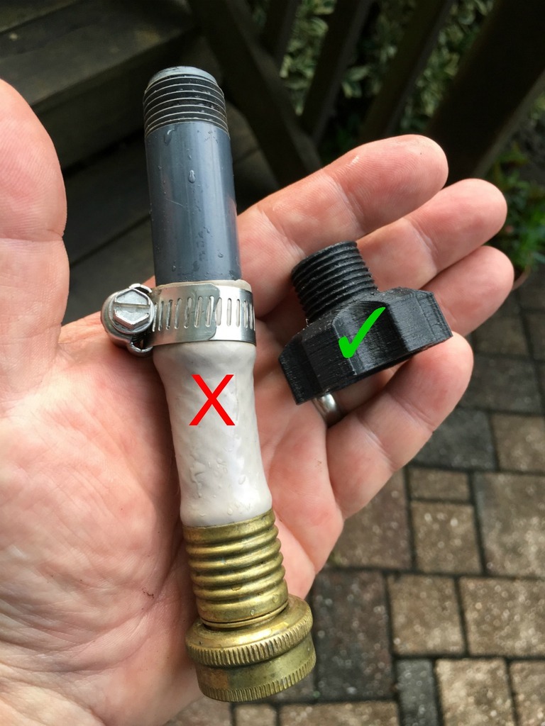 Shower Hose to Garden Spigot adapter by PatPend | Download free STL ...