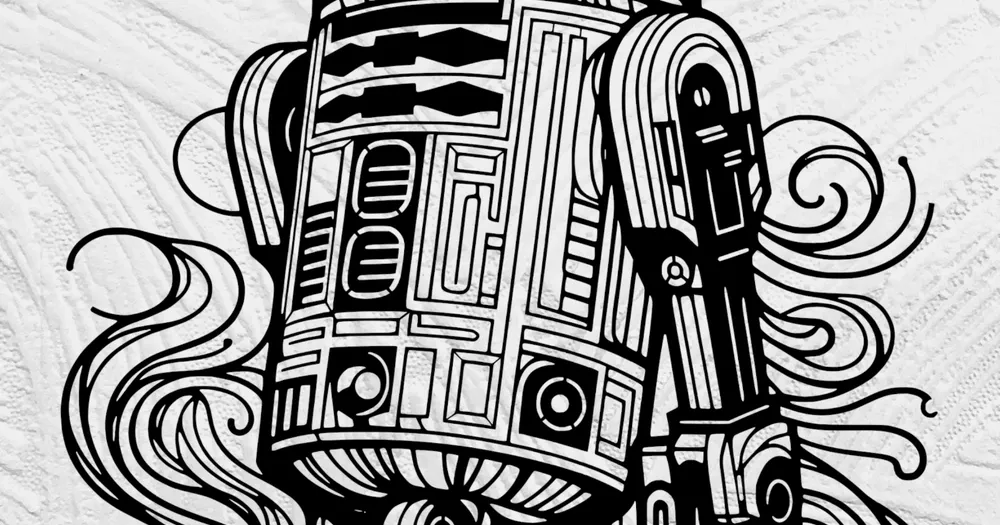Flowing Line Art R2-D2 by The line art guy | Download free STL model ...