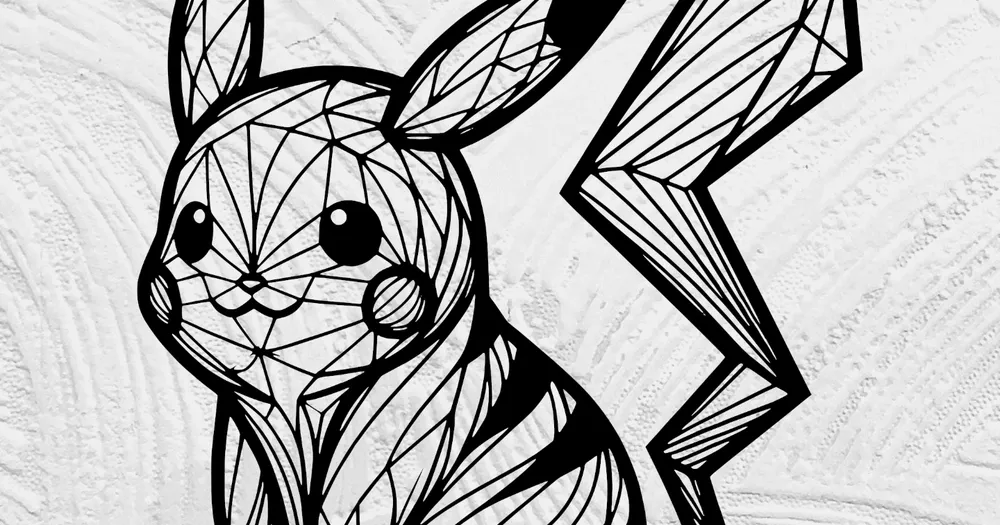 Flowing Line Art Pikachu by The line art guy | Download free STL model ...
