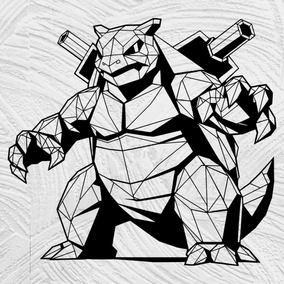 Blastoise Hard Line Art by The line art guy | Download free STL model ...