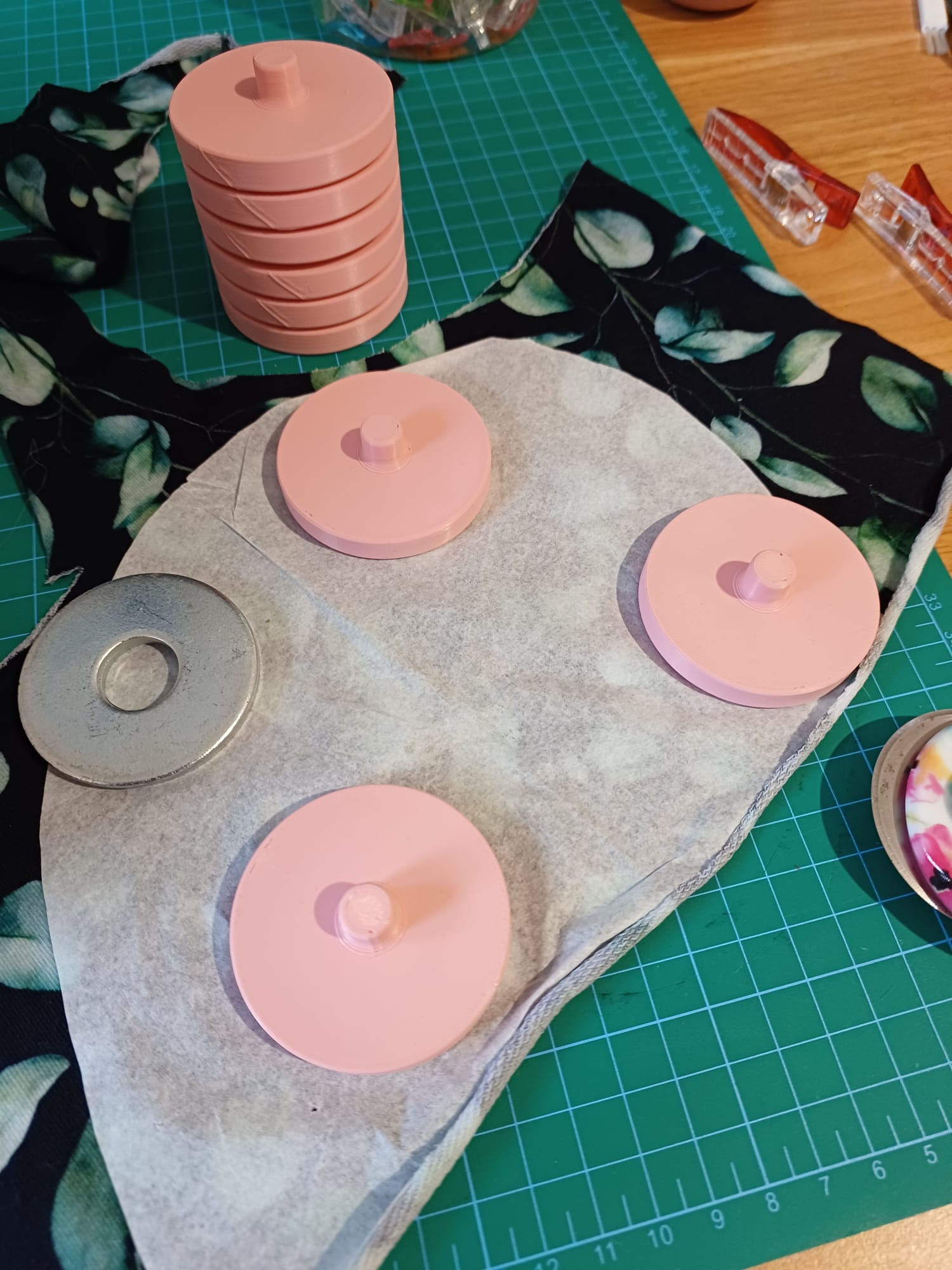 Stackable sewing pattern weights with inserted washers by xorios ...