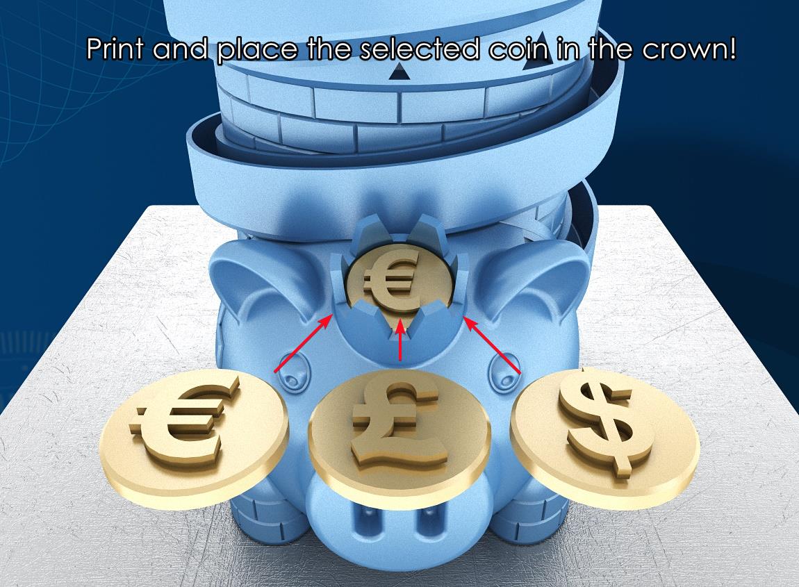 Piggy bank with two coin slides for commercial use! by TOMx3D ...