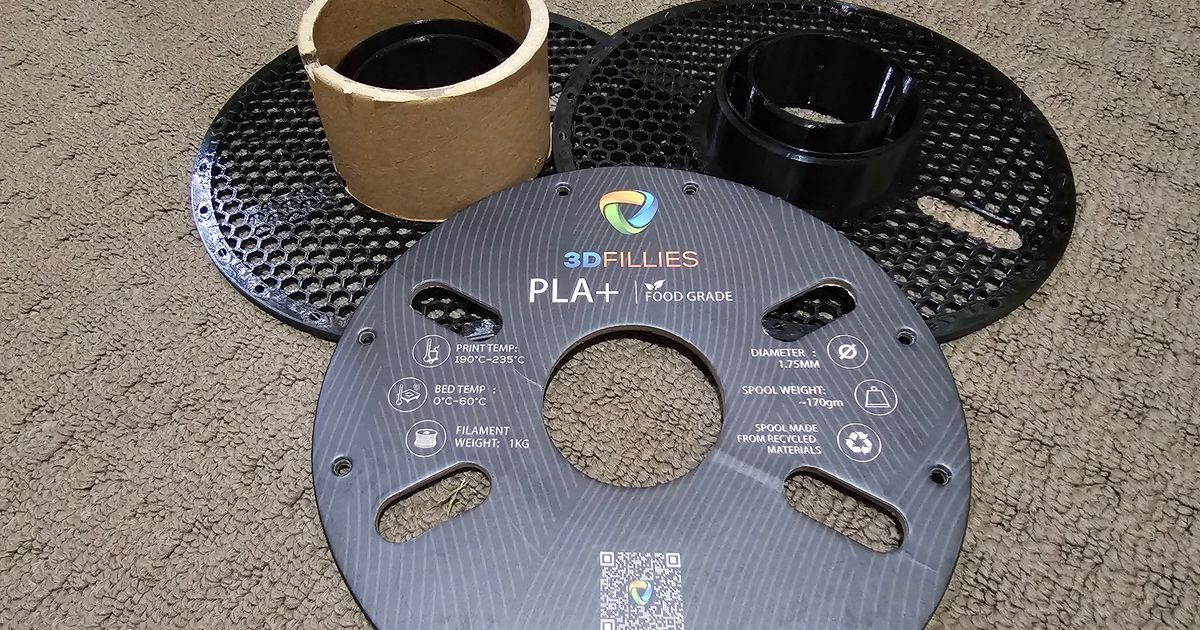 Bambu Reusable Spool with replaceable label (Resized for 3DFillies ...