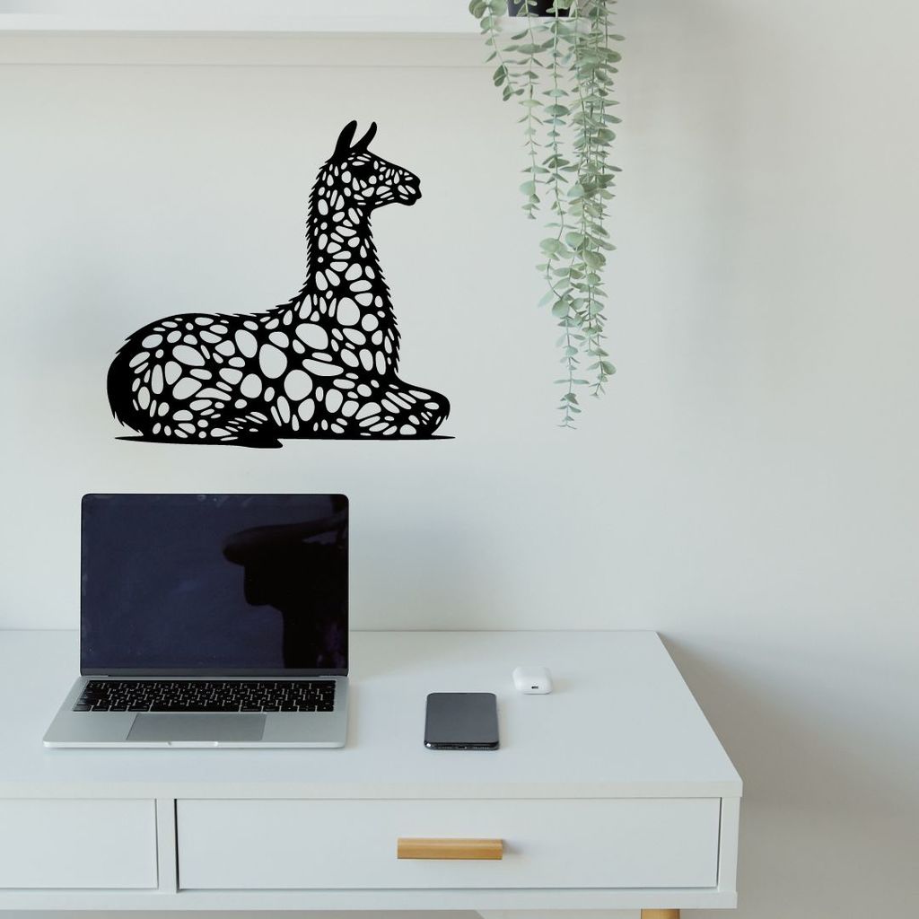Resting lama / Odpočívající lama voronoi wall or table decoration by ...