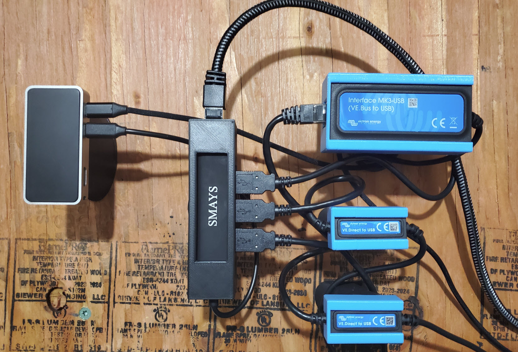Wall / backboard mount for Victron VE.Direct / MK3 - USB cables by Rob ...