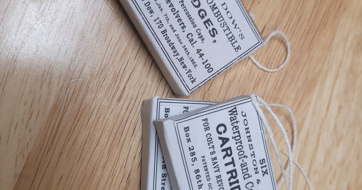 44 caliber Johnston and Dow pasteboard boxes by CrossCartridge ...