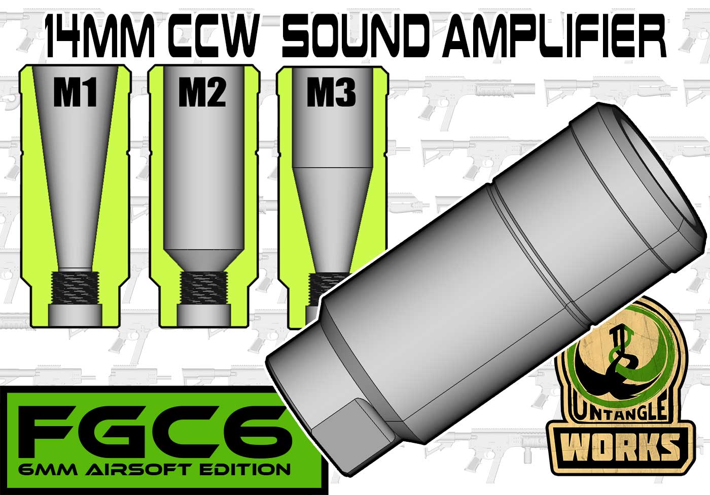 FGC-6: Sound Amplifier for 14mm CCW for airsoft by UntangleWORKS ...
