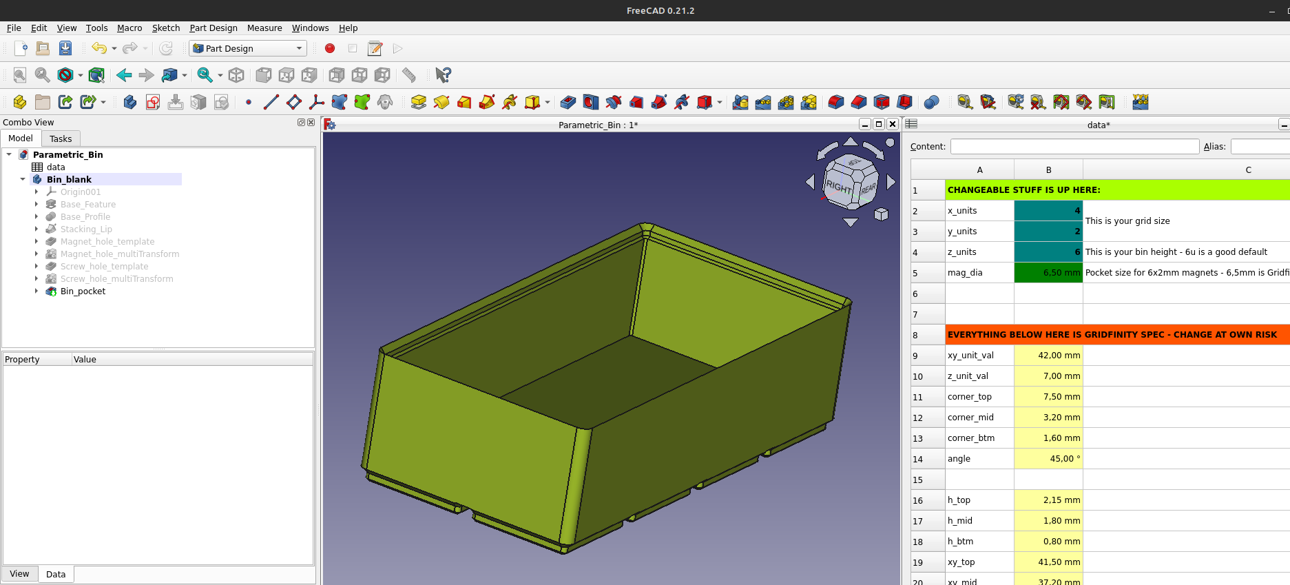 A better parametric FreeCAD Template for Gridfinity Bins and Baseplates ...