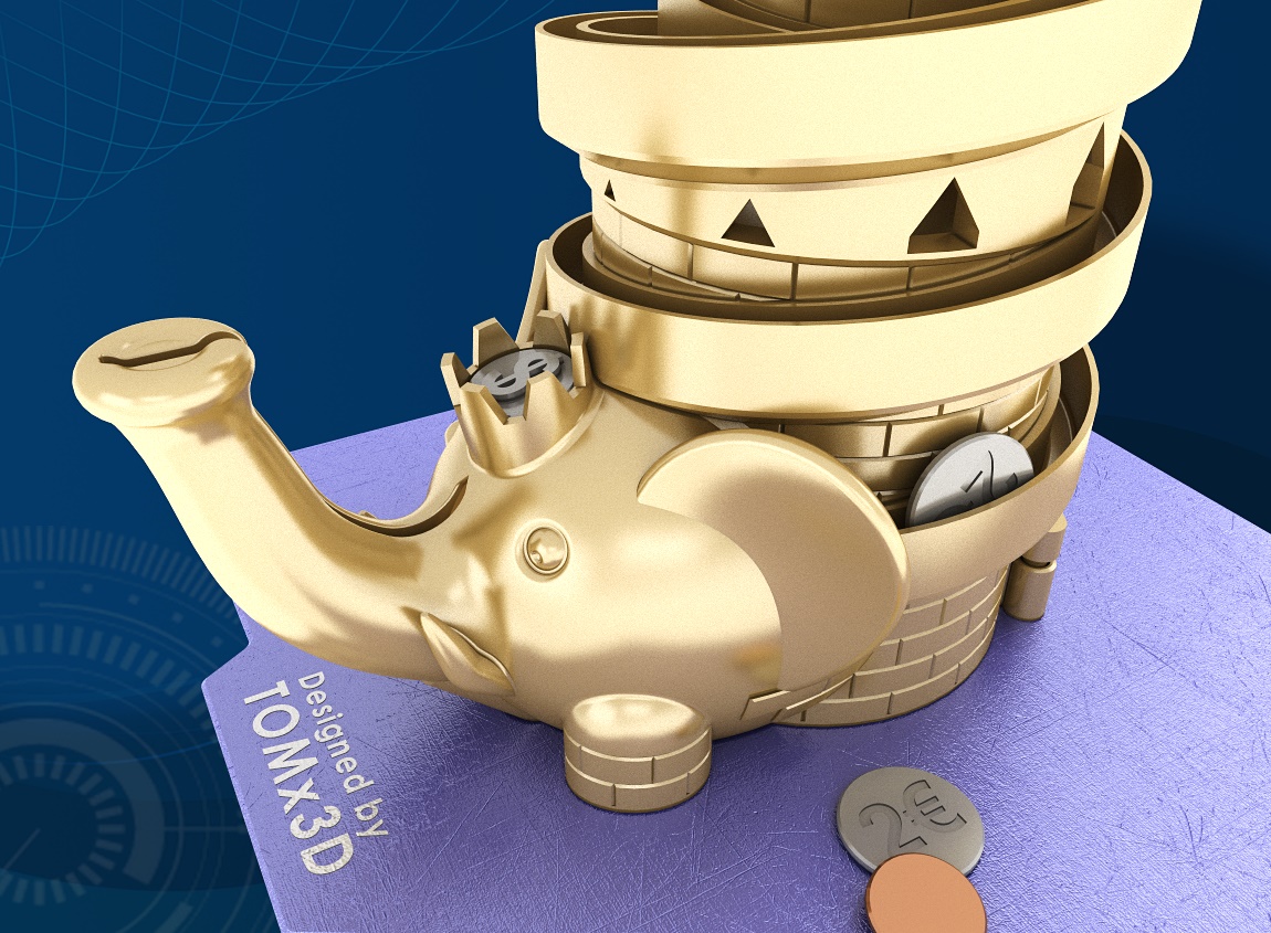 Piggy bank "ELEPHANT" with three coin slides for commercial use! by ...