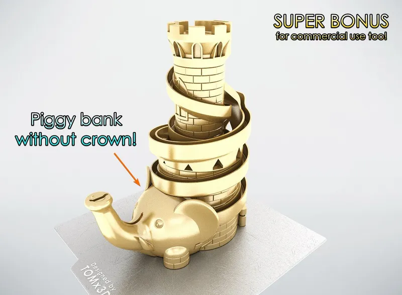 Piggy bank ＂ELEPHANT＂ with three coin slides for commercial use! by ...