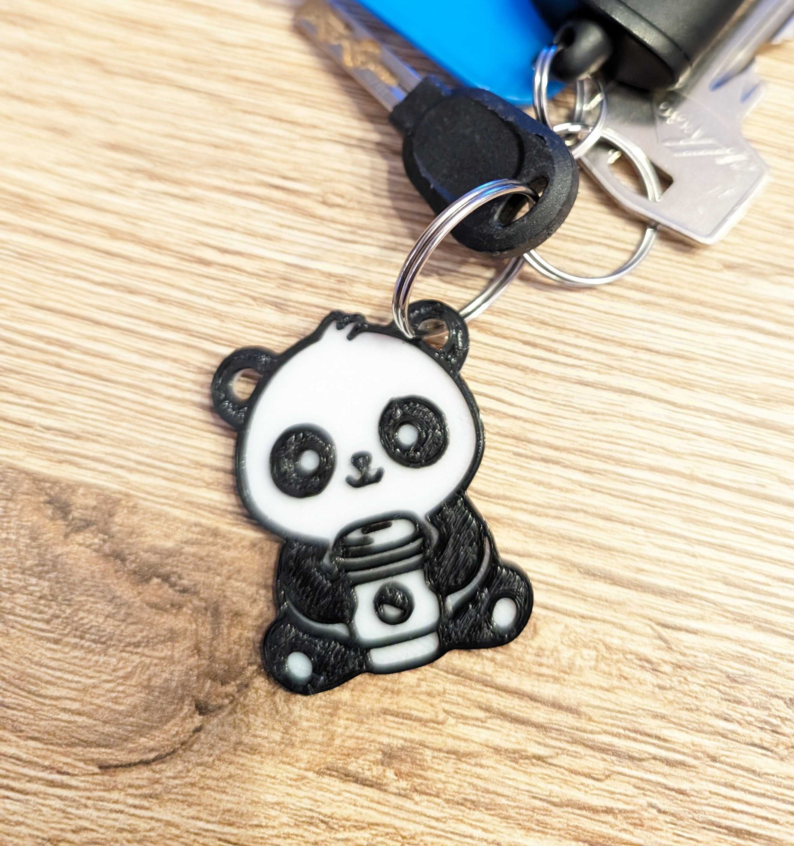Cute coffee panda - keychain by klimoma | Download free STL model ...