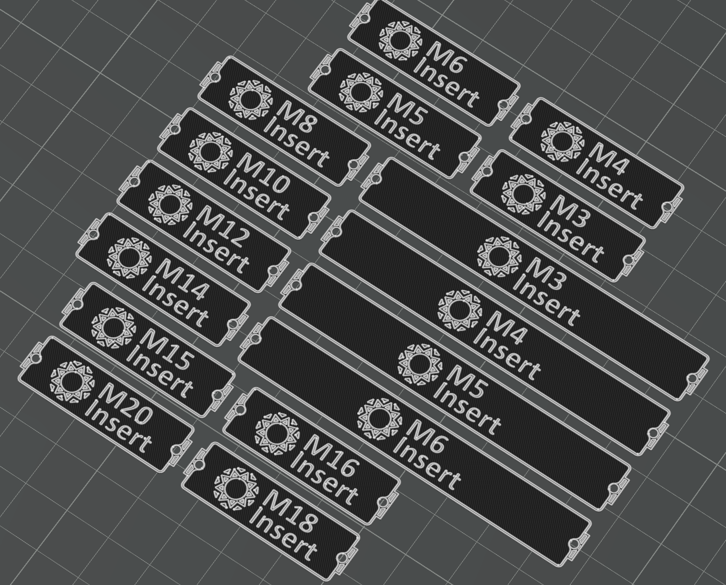Gridfinity Bin Labels Threaded Insert M2.5, M3, M4, M5, M6, M8, M10, M12, M14, M16, M18, M20 by ...