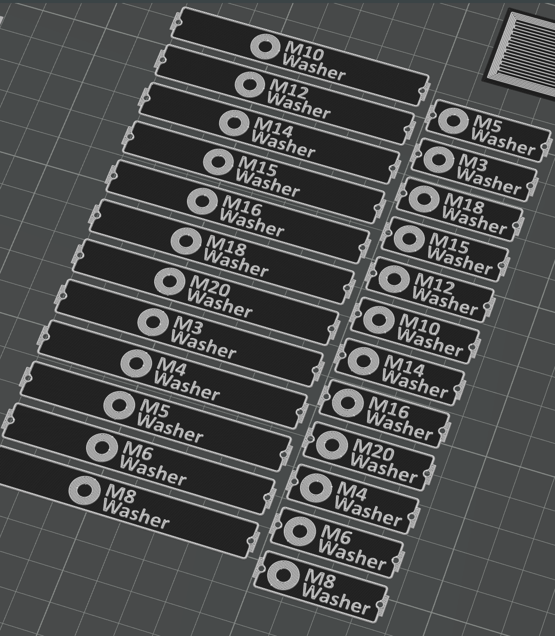 Gridfinity Bin Labels Washers M3, M4, M5, M6, M8, M10, M12, M14, M16, M18, M20 by Eistee ...