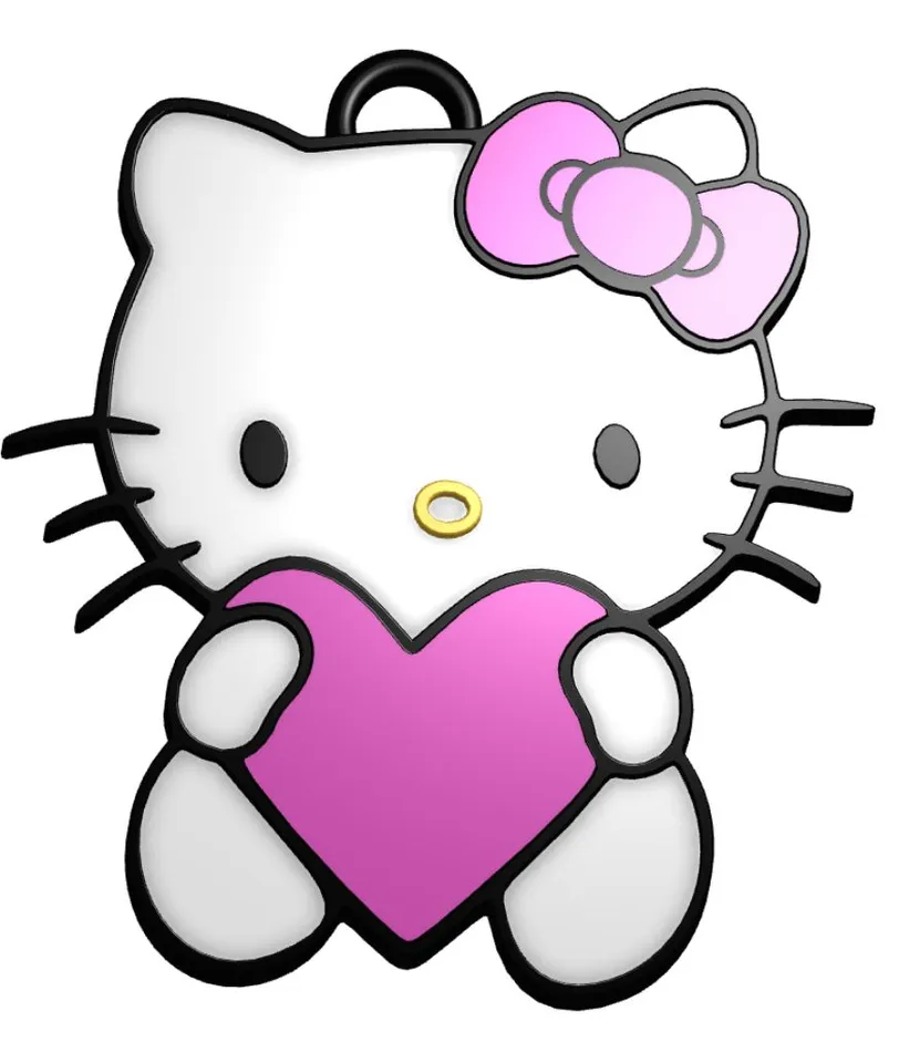 Hello Kitty Heart Keychain by BeautifulLEDs | Download free STL model ...