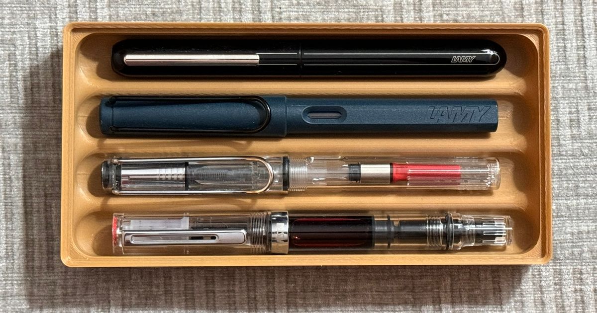 Gridfinity Fountain Pen Display Case (4 pens) by Noodlecraft | Download ...