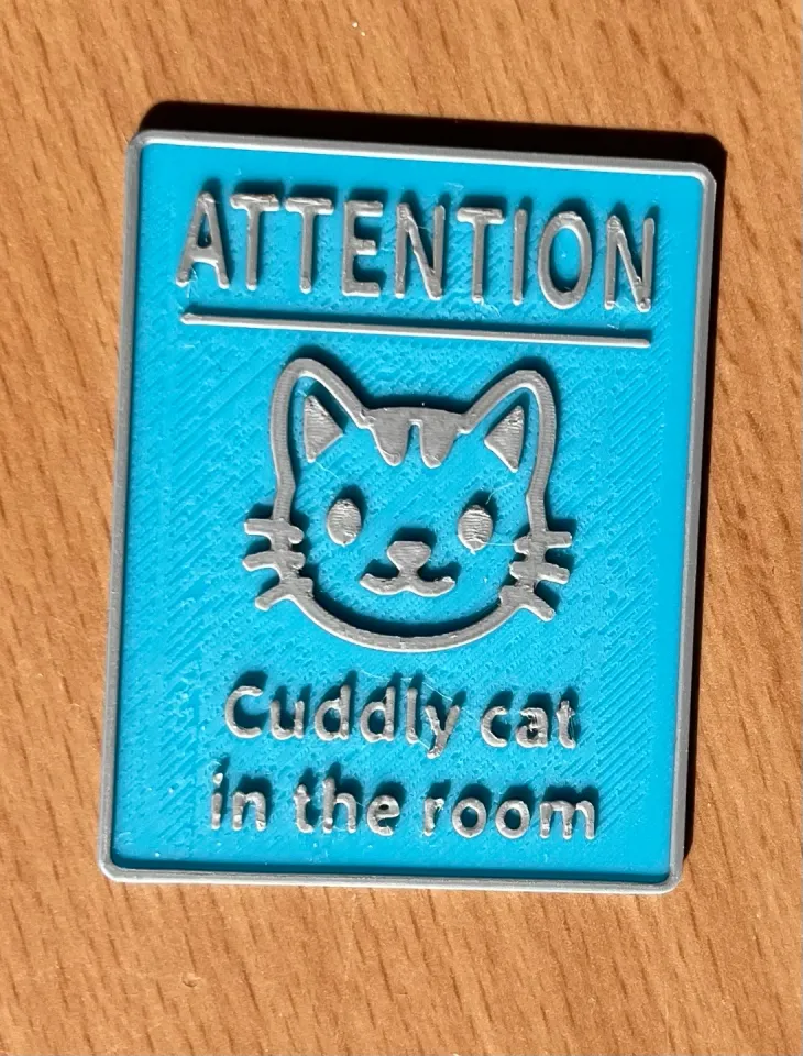 Attention sign cuddly cat in room by Jackaxe_3 | Download free STL ...