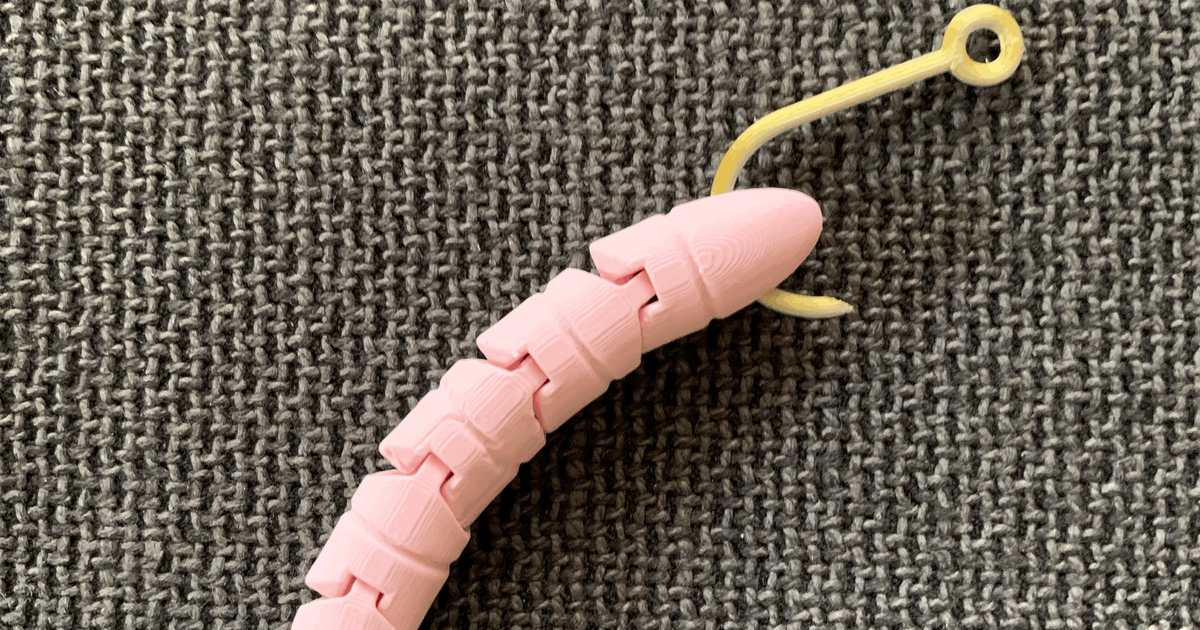 Articulating Worm On Hook Keychain by Moo | Download free STL model ...