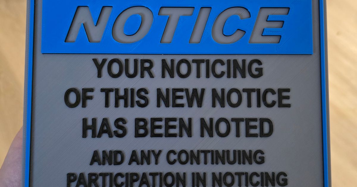 Your noticing of this new notice has been noted by Enton Zhang ...