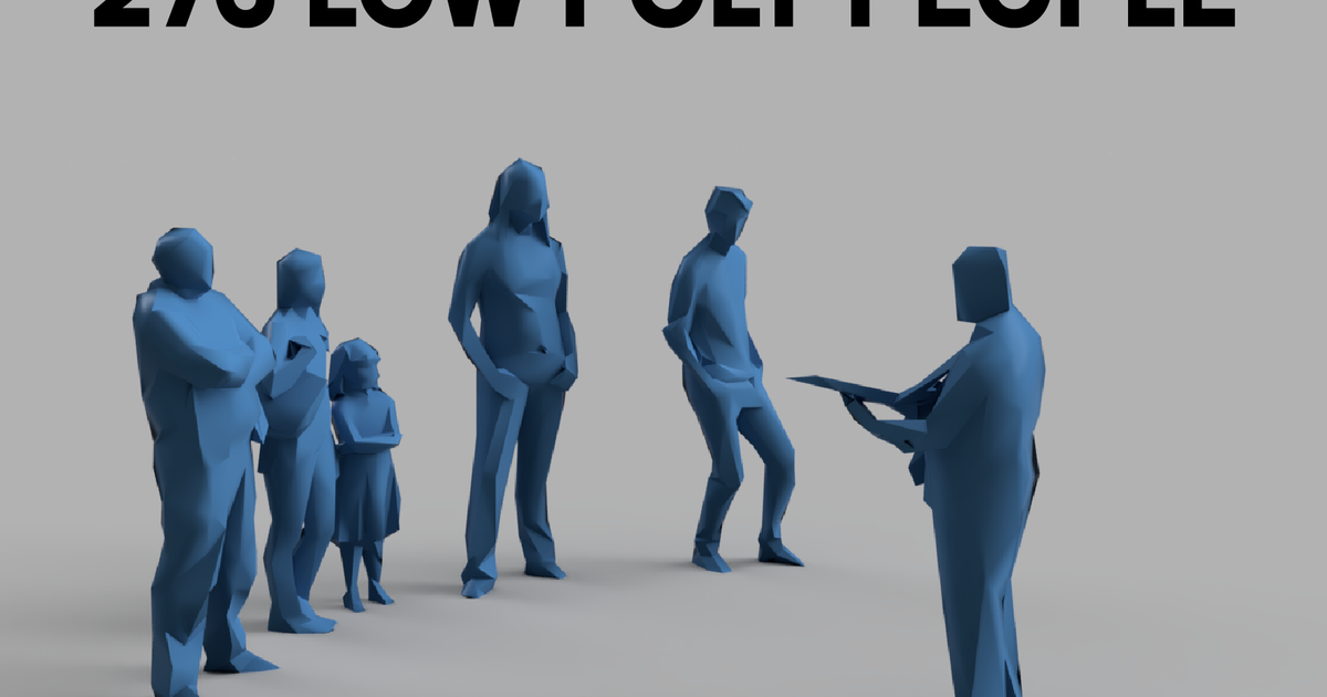 276 Human Low Poly People Pack (architectural model building assets) by ...