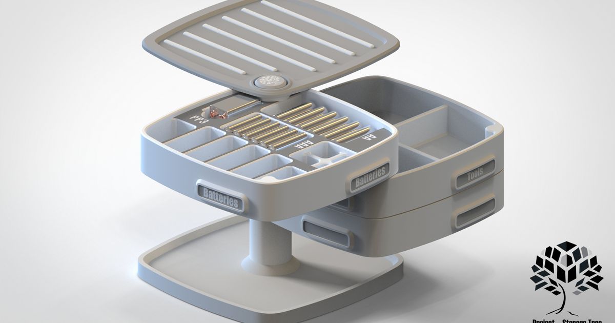 Storage Tree - Leaf for Batteries by Jorge | Download free STL model ...