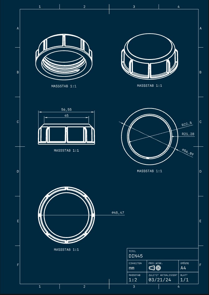 DIN45 Schraubverschluss / DIN45 screw cap by Robin_Takk | Download free STL model | Printables.com