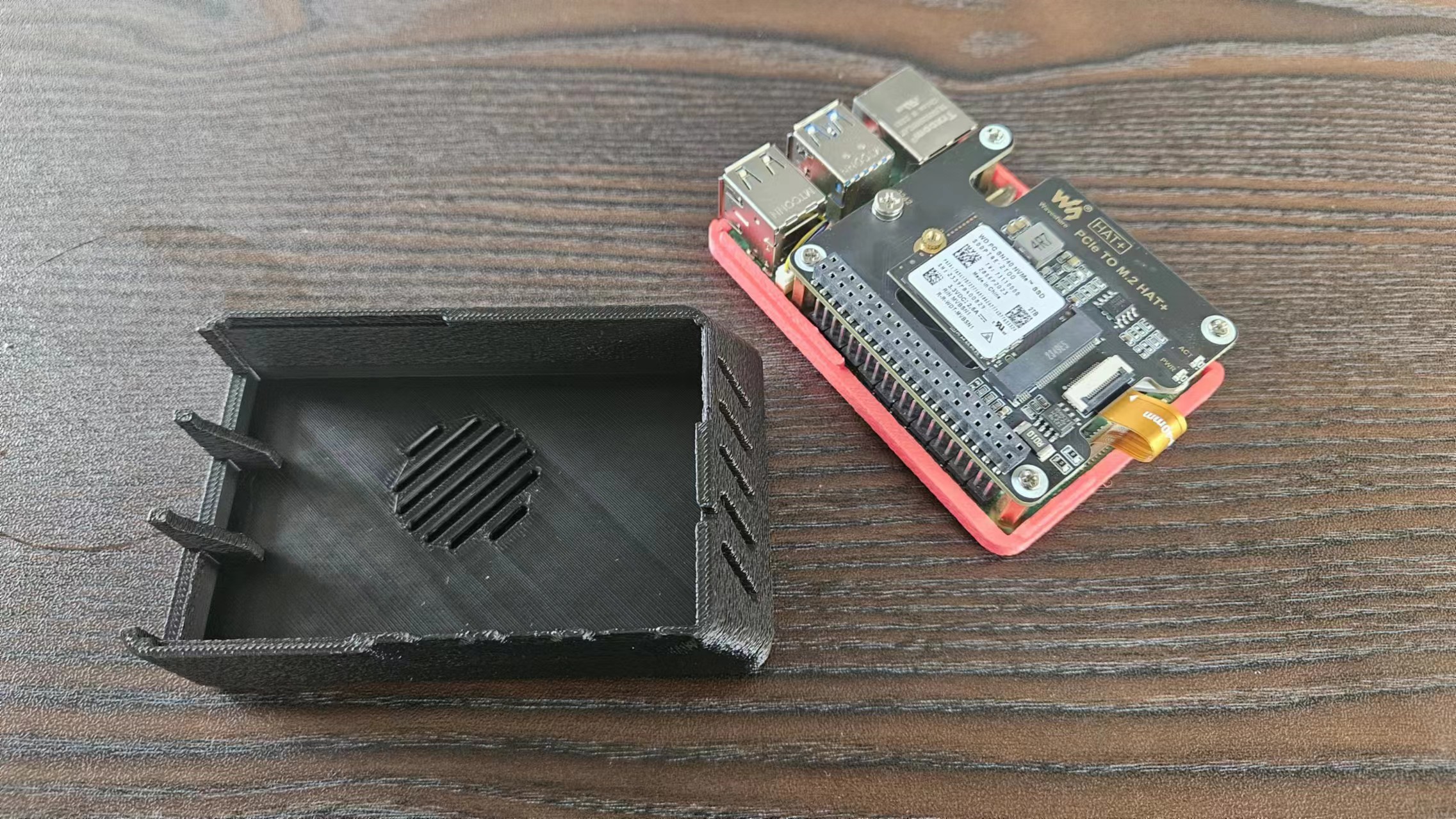 Raspberry Pi 5 Case (snap fit) with Waveshare PCIe To M.2 NVME Adapter ...