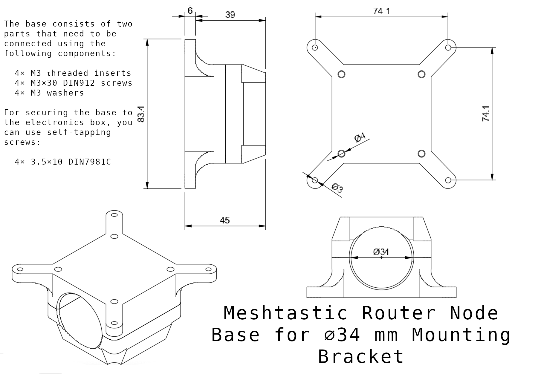 Meshtastic Router Base and Solar Bracket by Vlastimil | Download free ...