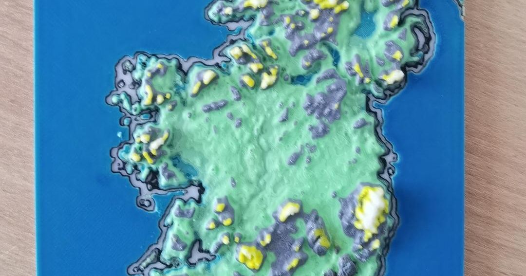 Island of Ireland Topographical Map by CHLimerick | Download free STL ...