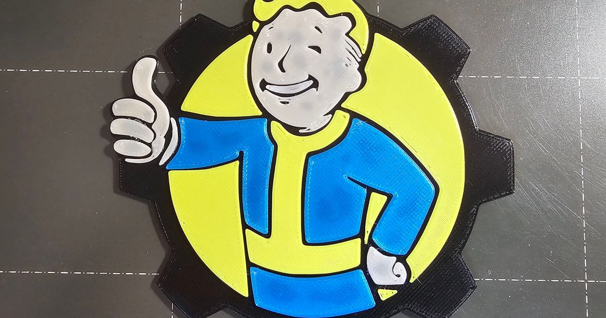 Fallout Vault boy logo with gear by Benoit | Download free STL model ...