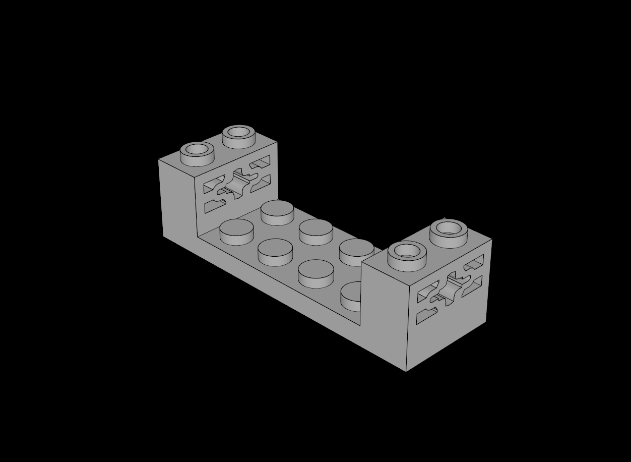 Lego Compatible (65635.dat) Plate 2 x 6 with Side Bricks 1 x 2 x 1.333 ...