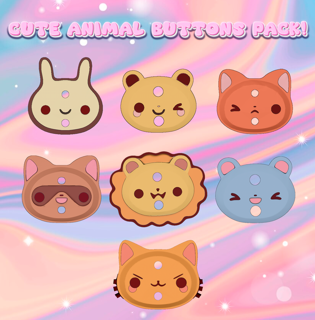 Cute Animal Buttons Pack by Valnu | Download free STL model ...