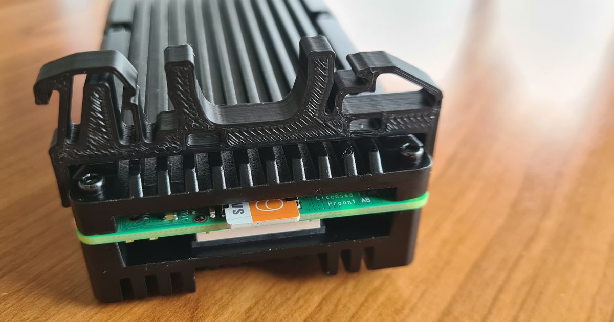 DIN rail mount Raspberry Pi 4 Armor Case (wider grips for case) - flat ...
