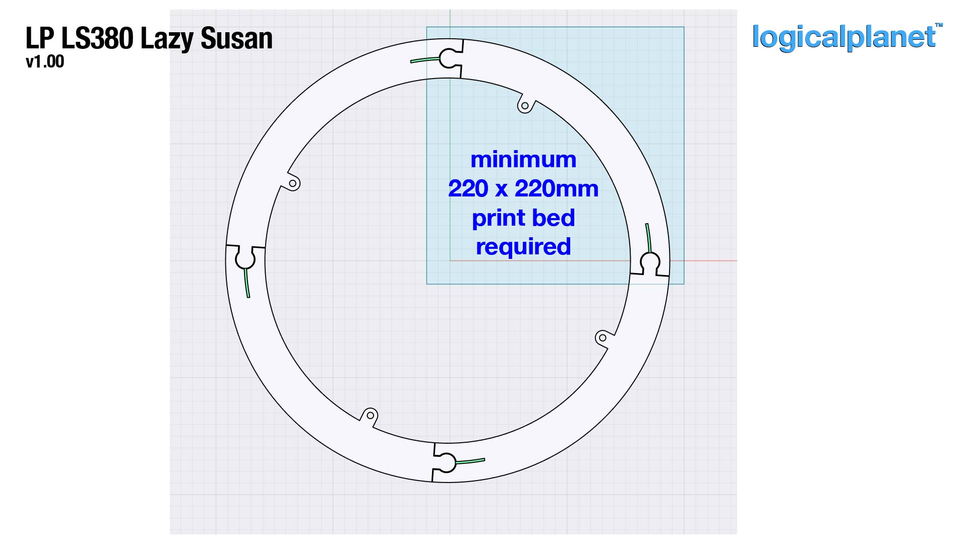 XL Turntable (380mm Lazy Susan), printed on a 220mm bed by ...