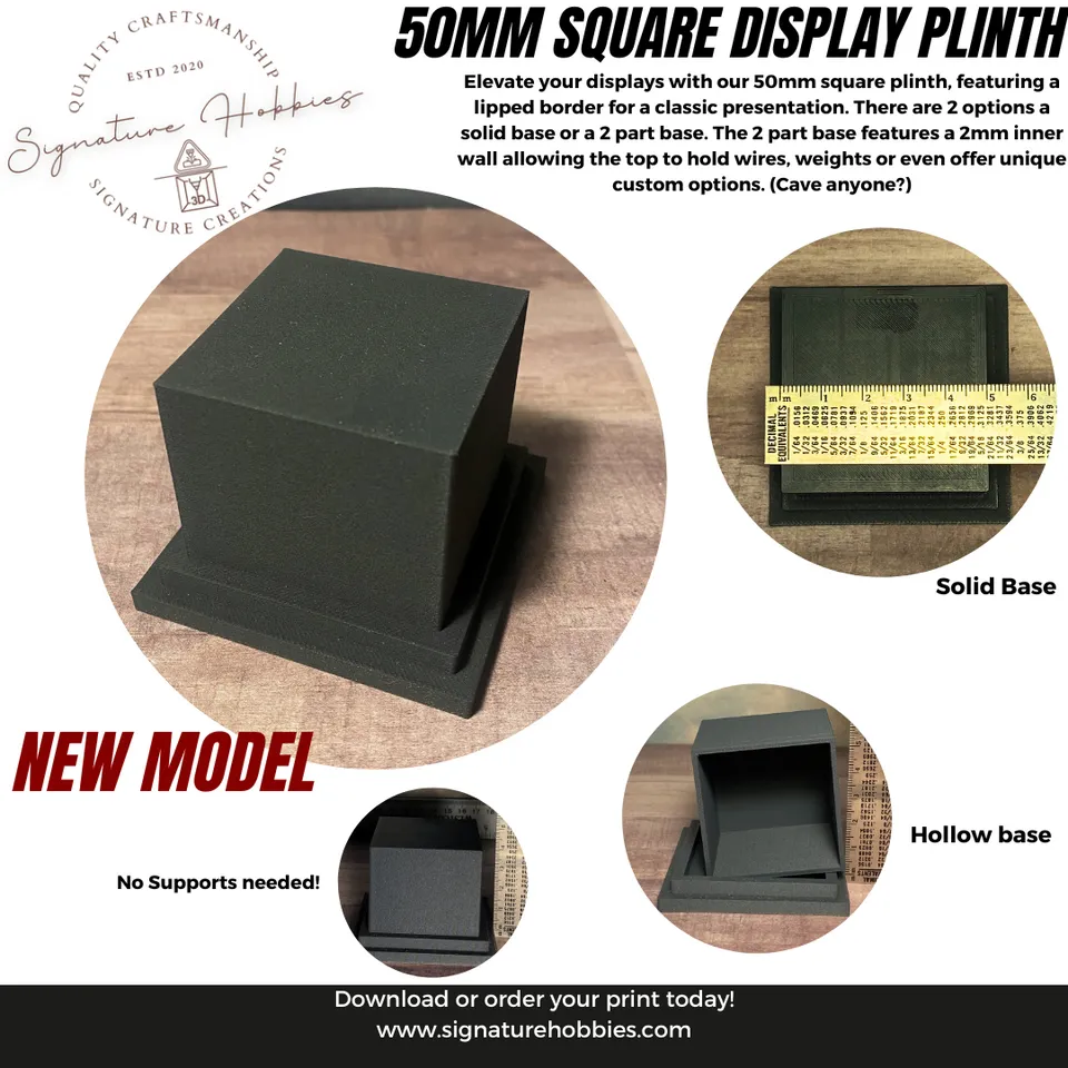 50mm Square Display Plinth by Signature Hobbies | Download free STL ...