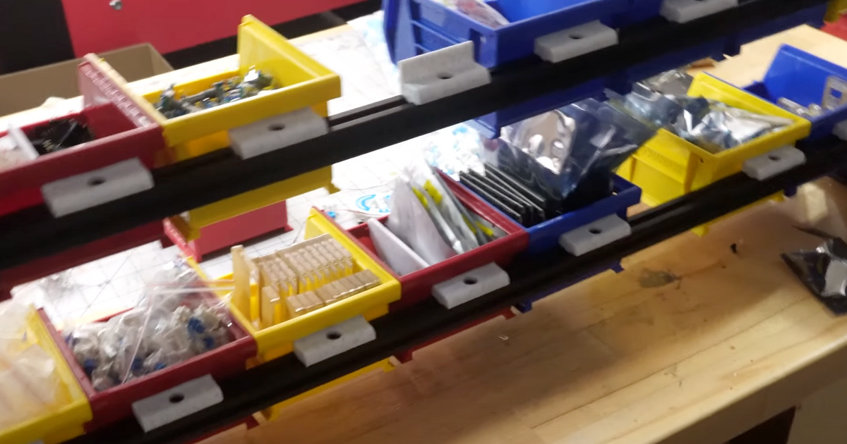 Akro Bin Hanger Bracket and Aluminum Extrusion Shelf Setup by Jeremy ...