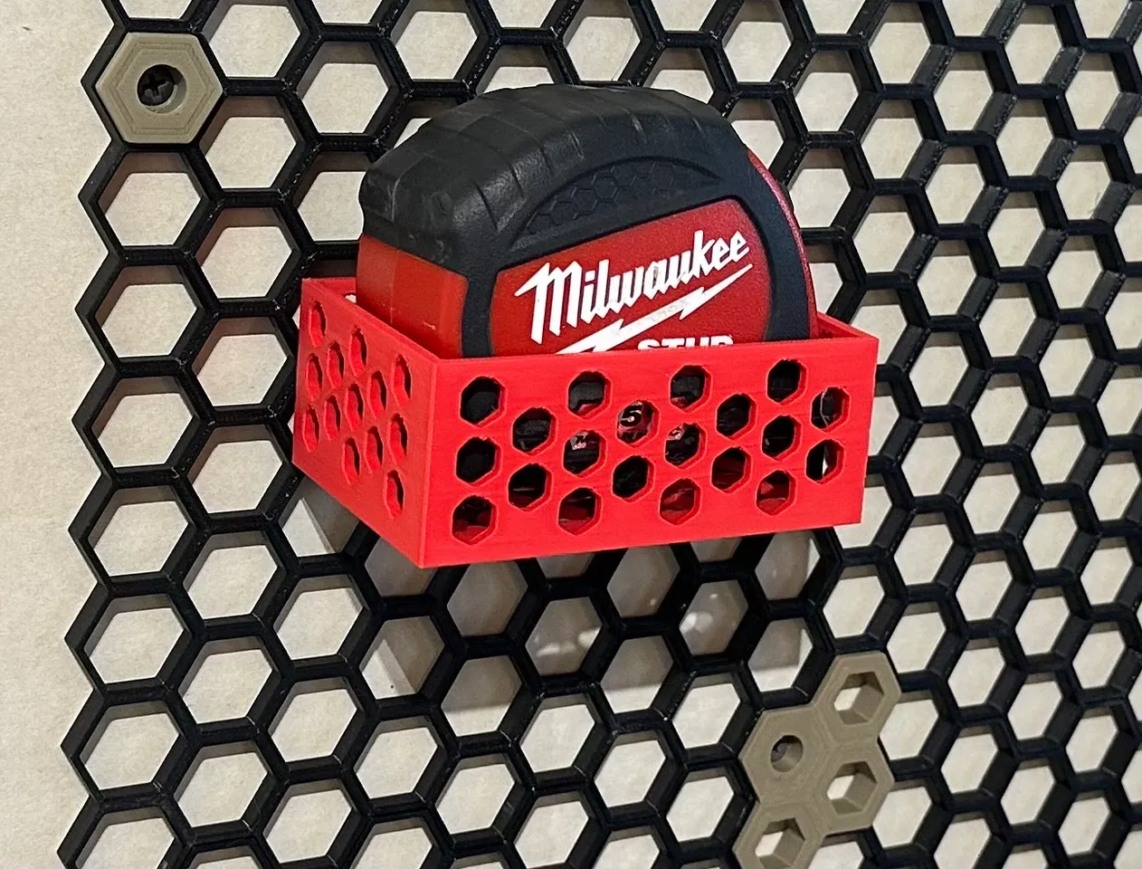 Large Honeycomb Tape Measure Mount by marksmall123 | Download free STL ...