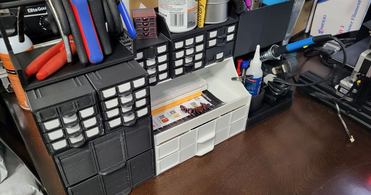 Modular Organizer Box with Drawer - Small components Taller top box by ...