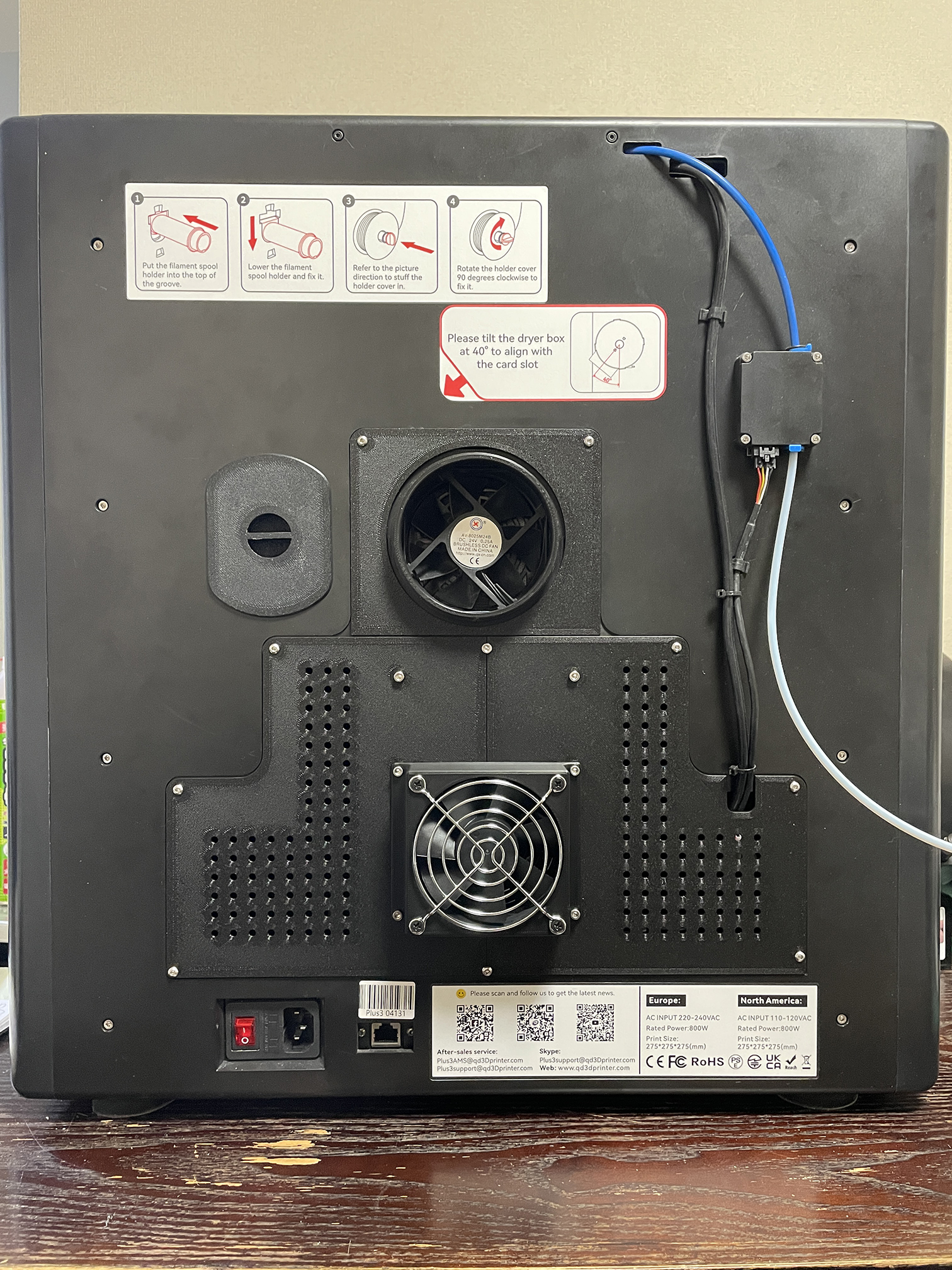 QIDI Tech X-Plus3 BackPanel MOD Kit (80mm, 120mm Fan, Exhaust Hose) par ...