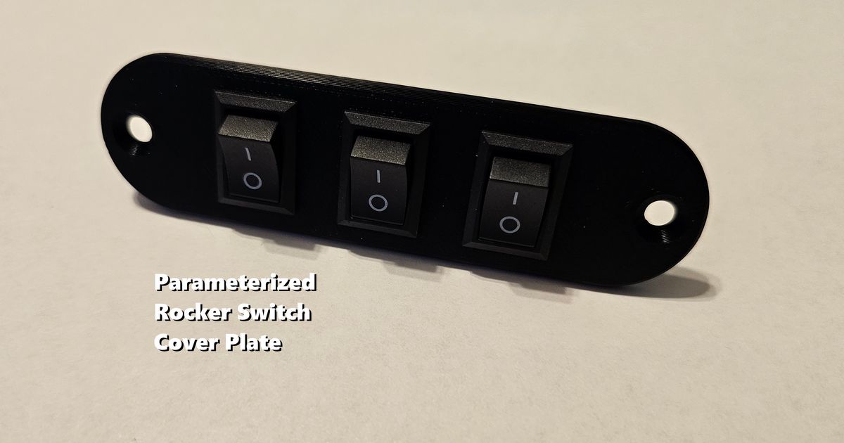 Parameterized Rocker Switch Cover Plate by McTech3D | Download free STL ...