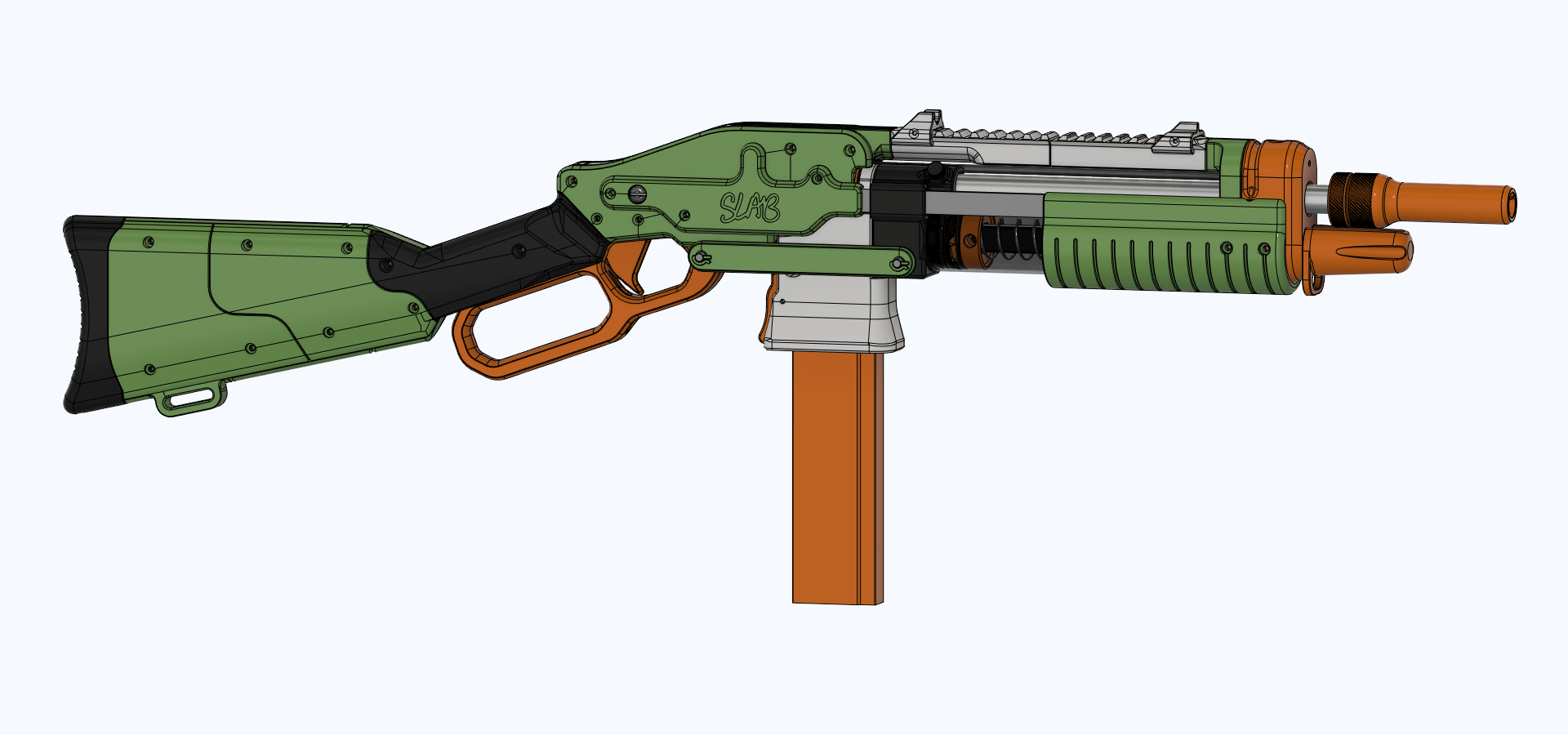 SLAB - Silly's Lever Action Blaster (Nerf Homemade) by Sillybutts | Download free STL model ...