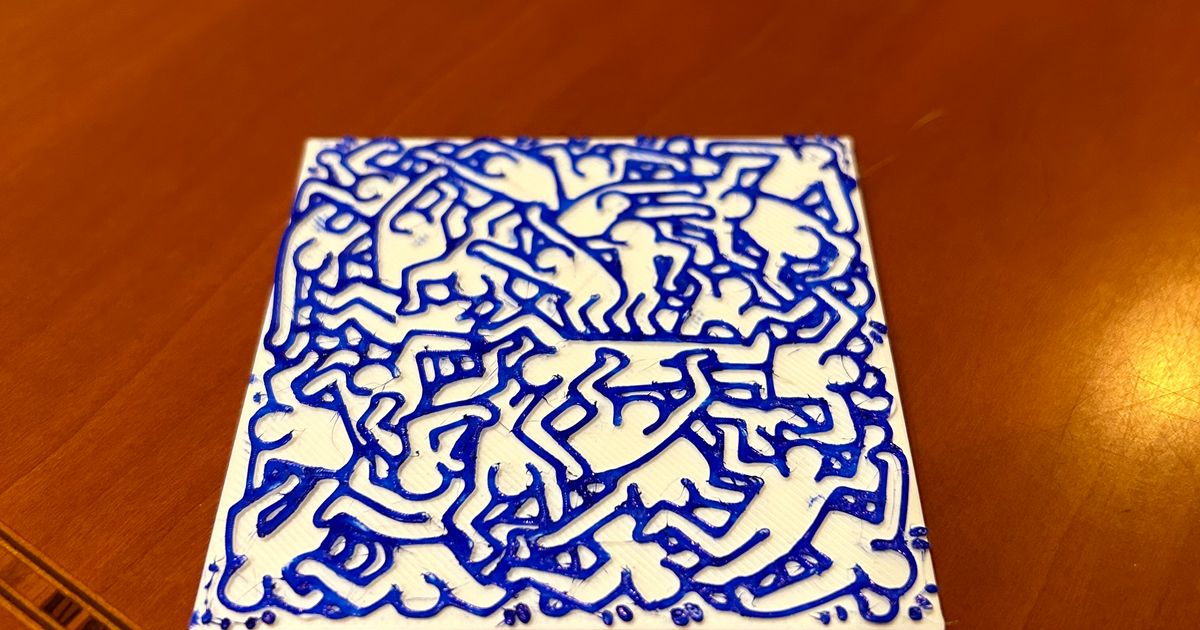 Coaster image by keith Haring by nicolò.lovato | Download free STL ...