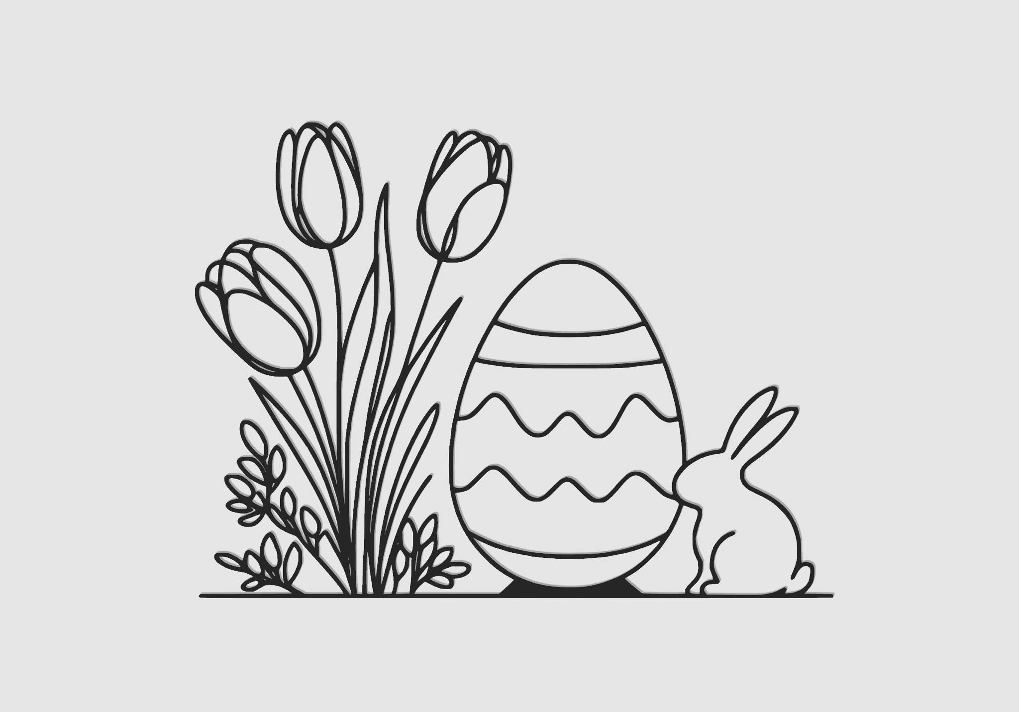 Easter Wall Decoration Line Art by Beniuuu | Download free STL model ...