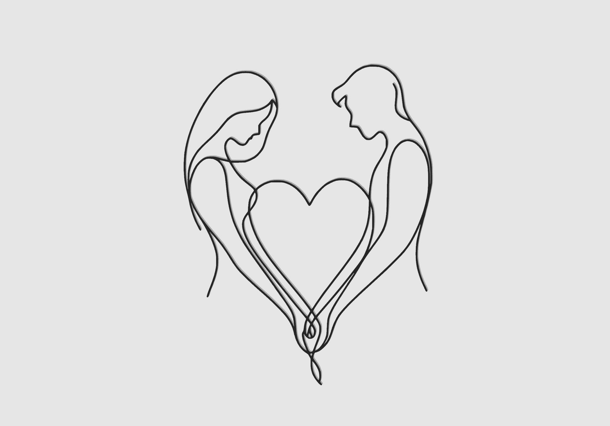 Loving couple Line Art Wall Decoration by Beniuuu | Download free STL ...