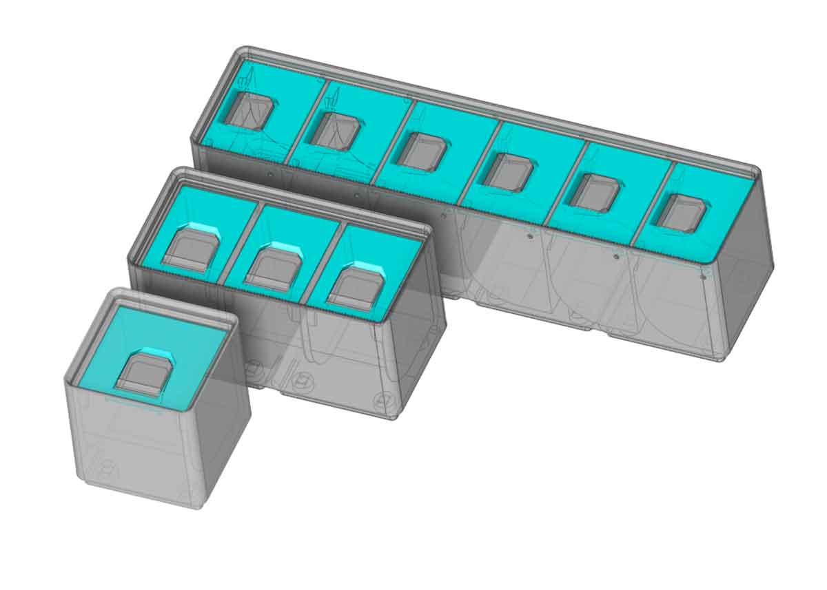 Gridfinity 1xY Multi Compartment Lidded Bins with Tabs Version 2.0 by ...